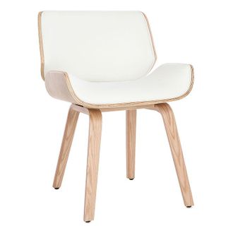 Miliboo Design-Stuhl, wei&szlig; und helles Holz RUBBENS