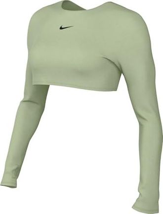 Nike Nike W NP DF Crop LS Femme Vest, Honeydew/Cargo Khaki/Black/Cargo KH, Small