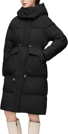Generic Veste Interieur Femme Doudoune Capuche Femme Manteau Long à Capuche Pour Veste Matelassée Légère Et Chaude Avec Fermeture Éclair Intégrale Et Manteau 