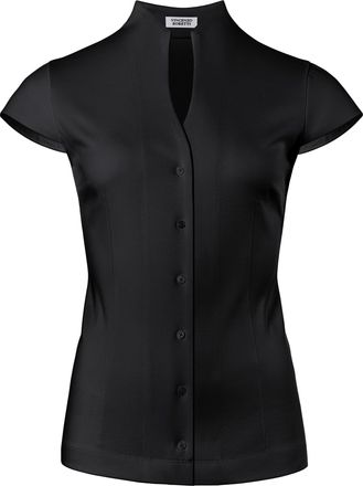 Vincenzo Boretti Bluse, modern-fit/leicht tailliert, Kelchkragen, Jersey, Kurzarm - bügelleicht schwarz 36