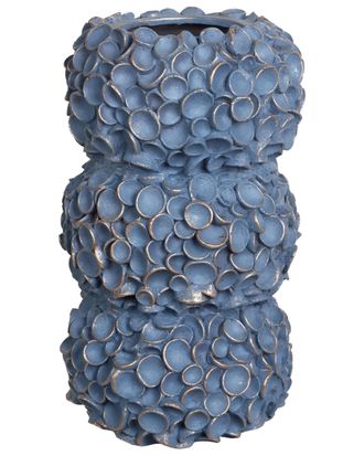 Beliani Retro Boho Blumenvase Magnesium Blumentopf f&uuml;r den Innen- und Au&szlig;enbereich Blau Muzaki
