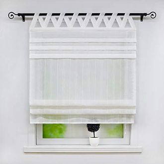 Joyswahl &laquo; Tilla &raquo; Store romain semi-transparent aspect lin - Avec passants en V - Rideau de fen&ecirc;tre - 100 x 140 cm (l x H) - Blanc