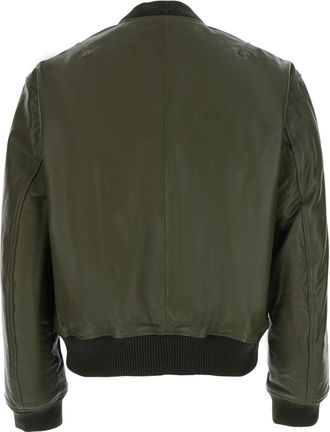 Sunflower Mens Leather Bomber Jacket Green Calf Coat