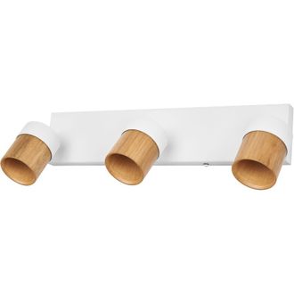 Osram OSRAM LED Spot Demi-Ligne Bois Plafonnier 3x GU10, D&eacute;cor Blanc/Bois, Acier/Bois de caoutchouc, orientable