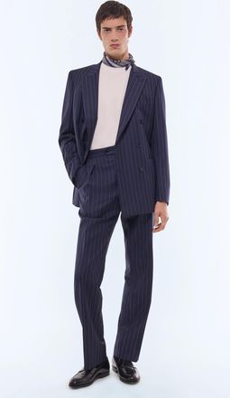 Fursac Costume crois&eacute; en serge &agrave; rayures - Taille 44 - Homme