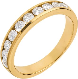 Edenly Trauring zur Hälfte mit Diamanten besetzt in Gelbgold - Kanalfassung - 0.65 Karat - 10 Diamanten