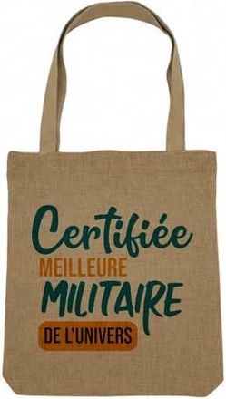 Fabulous Sac Shopping Tote Bag Aspect Lin - Certifi&eacute;e meilleure militaire de lunivers Armee de Terre Soldat - Sac Courses Toile Epaisse 360g Beige Naturel Caba