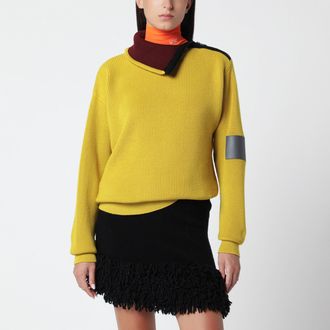Loewe Olivgr&uuml;ner Wollpullover mit Rei&szlig;verschlussdetail