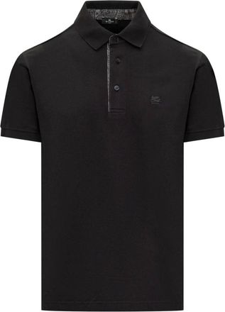 Etro Homme, Tops, Noir, Taille: S Polo Avec D&eacute;tails Imprim&eacute;s