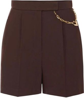 Elisabetta Franchi Femme, Shorts, Brun, Taille: 38 FR Shorts Gabardine avec Logo Bijou