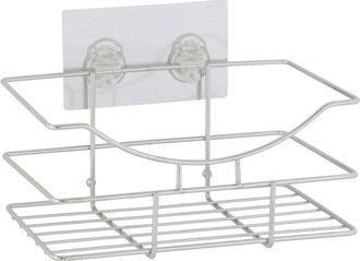 axentia Wandregal Nizza aus Edelstahl in Silber, Badausstattung, Badaccessoire mit einem Stickern zur Befestigung, ca. 6 kg Tragkraft, 15 x 10.5 x 23.5 cm