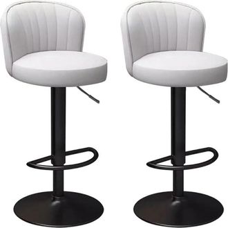 Generic Barhocker-Set (2Er-Set) mit Verstellbarer H&ouml;he, R&uuml;ckenlehne und Fu&szlig;st&uuml;tze - Gepolsterte Sitze, Robustes, Schwarz-Silbernes Metallgestell