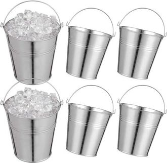 Garneck 6pi&egrave;ces Seau Fer Set De Mini Seaux pour Gla&ccedil;age De Frites avec Poign&eacute;e Fer pour D&eacute;coration Int&eacute;rieure