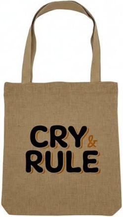 Fabulous Sac Shopping Tote Bag Aspect Lin - Cry and Rule Joke Humor - Sac de Courses Toile Epaisse 360g Beige Naturel Cabas Port&eacute; Epaule Solide Imprim&eacute; en Fran