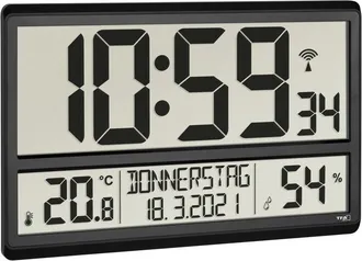 TFA Dostmann 60.4520.01 Funk Wanduhr 360 mm x 28 mm x 235 mm Schwarz Gro&szlig;es Display