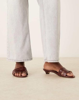 Aldo Scarletta - Sandalen aus Leder in Kroko-Schwarz mit Absatz