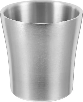 FOMIYES Edelstahl Zahnb&uuml;rstenbecher 180 Ml Taillierter Mundsp&uuml;lbecher mit Halter f&uuml;r Bad und Reise Kompakter Metall Trinkbecher f&uuml;r M&auml;nner Frauen und Studente