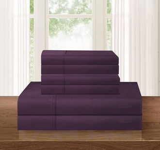 Elegant Comfort Elegance Linen Bettlaken-Set, Fadenzahl 1500, knitterfrei, Tiefe Taschen, alle Gr&ouml;&szlig;en und Farben, Queen-Size-Violett