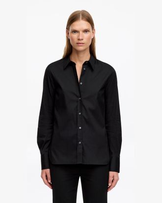 Arket Schmales Hemd Aus Baumwolle Mit Stretch -Schwarz