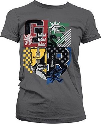Harry Potter Officiellement sous Licence Dorm Crest Femme T-Shirt (Dark Gris), Large