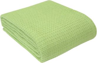 Homescapes Tagesdecke, Bettüberwurf aus 100% Bio-Baumwolle, lindgrün, Piqué-Waffeldecke 180 x 230 cm