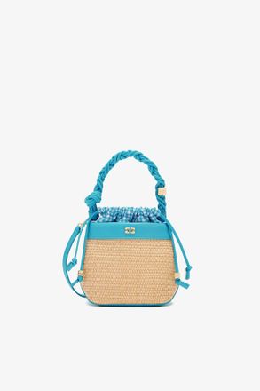 Ganni Sac seau en raphia Bou Scuba Bleu - Pour Femme