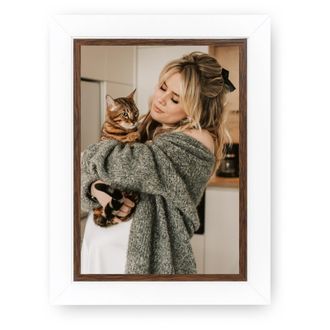 Matches 21 Bilderrahmen aus Holz mit Glas 20 x 30 cm Wei&szlig; & Braun - Fotorahmen zur Wand- oder Tischmontage