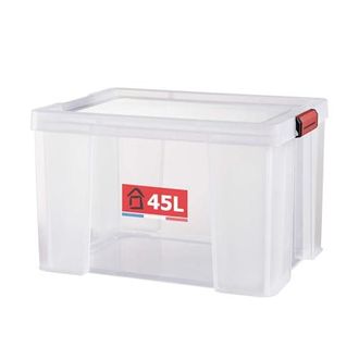 Sundis 4501001 Clip n store Aufbewahrungsbox mit Deckel Kunststoff transparent 50 x 39 x 32,5 cm 45 l