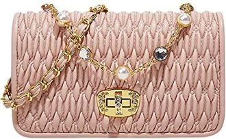 Generic Sacs &agrave; bandouli&egrave;re matelass&eacute;s pour femme en cuir, sacs &agrave; bandouli&egrave;re et sacs &agrave; main, petite sacoche de soir&eacute;e, rose, small