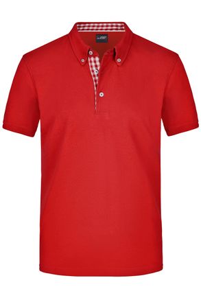 James & Nicholson Klassisches Herren Polohemd - Polohemd mit Button-Down-Kragen | Farbe: red/red-white | Gr&ouml;sse: 3XL
