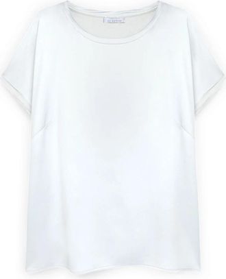 Fiorella Rubino Bi-Material T-Shirt mit Rundhalsausschnitt - - Tops - Damen - Grau - XL