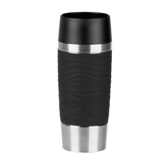 Emsa N2010500 TRAVEL MUG WAVES Isolierbecher 0,36 L Schwarz - bis zu 4h heiß und 8h kalt, 100% dichter Thermobecher, Kaffee to Go, 360°-Trinköffnung, Quick