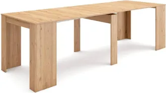 Skraut Home Skraut Home - Ausziehbarertisch, Multifunktionaler ausziehbarer, 260, F&uuml;r 12 G&auml;ste, Esszimmertische, Moderner Stil, Eiche