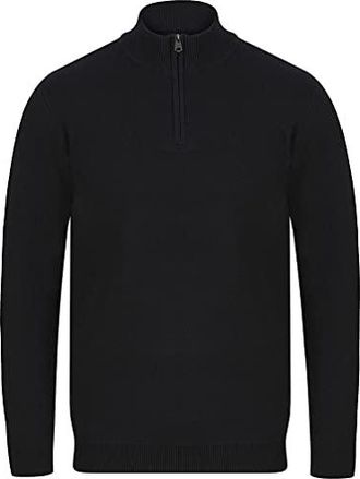 Kensington Eastside Barnsley Pull tricot&eacute; en coton majoritaire avec col zipp&eacute; pour homme, Noir, XXL