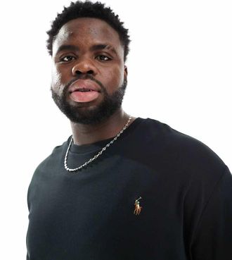 Polo Ralph Lauren Big & Tall - T-Shirt aus Pima-Baumwolle in Schwarz mit Markenlogo, in klassischer Passform