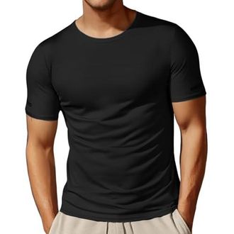 Generic T-shirt d&eacute;t&eacute; en maille &agrave; manches courtes pour homme - L&eacute;ger - Sport ext&eacute;rieur - Soie d&eacute;contract&eacute;e, Noir, 3XL