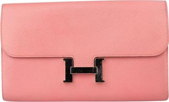 Herm&egrave;s Portemonnaie - Hermes Pink Epsom Leather Constance Wallet - Gr. unisize - in Rot - f&uuml;r Damen