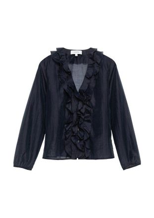 Comma Langarmbluse Bluse Lyocell-Bluse mit Volants