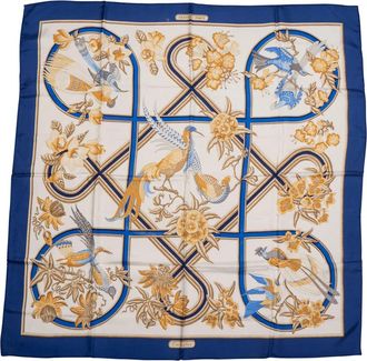 Hermès Tücher & Schals - Hermes Classic Caraibes Silk Carre 90 Scarf Tuch - Gr. unisize - in Blau - für Damen