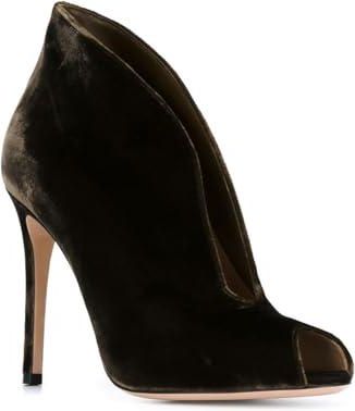 Generic Escarpins &agrave; Talons Hauts en Velours Doux pour Femme, Bottines Tendance &agrave; Bout Ouvert et Talon Aiguille, Chaussures &eacute;l&eacute;gantes pour Une Robe Mari&eacute;e, Une