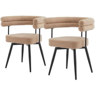 ML Design ML-Design Esszimmerst&uuml;hle drehbar 2er Set Braun in Teddy-Stoff, Wohnzimmerstuhl mit Arm- und R&uuml;ckenlehnen, 360&deg; Drehstuhl, Polsterstuhl mit