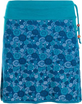 vishes Alternative Bekleidung - Damen Mini-Rock Baumwolle Blumen-Muster Bund zum Schn&uuml;ren mit Taschen t&uuml;rkis 38