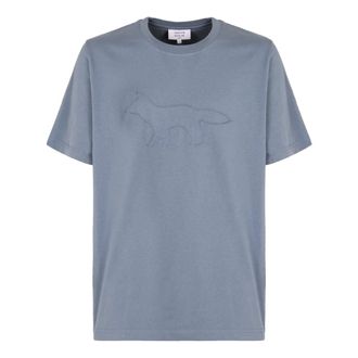 Maison Kitsun&eacute; Profile Fox Comfort T-Shirt - - Tops - Herren - Blau - L