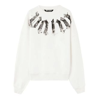 Palm Angels Homme, Sweatshirts et sweats &agrave; capuche, Blanc, Taille: S Loose Crew SweaT-shirt