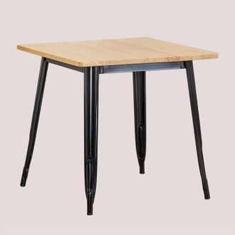 Sklum Table de cuisine carr&eacute;e 80x80 cm en bois et acier LIX SKLUM Noir