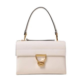 Coccinelle Femme, Sacs, Blanc, Taille: ONE Size Sac &agrave; Main en Cuir Poign&eacute;e Haut Fermeture Iconique