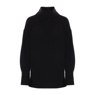 Alberto Biani Schwarzes Cowl Neck Top mit gekn&ouml;pften Manschetten - - Tops - Damen - Schwarzk - M