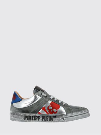 Philipp Plein Baskets Retrokickz TM en cuir su&eacute;d&eacute; avec imprim&eacute; Skull lamin&eacute;