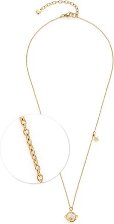 Leonardo Halskette Ciao Satellite - kurze Rundanker-Kette aus goldfarbenem Edelstahl - Perlmutt-Kugel-Anhänger mit stilisiertem Ring - 45-50 cm Länge - Schmuck