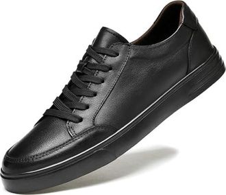 Generic Chaussures basses r&eacute;tro d&eacute;contract&eacute;es en cuir pour homme, Noir, 39 2/3 EU